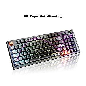 SAMA SM68 Wireless Gaming Mechanical Keyboard Type C 2.4G Bluetooth Third Mode Keyboard 68 Keys RGB Multifunctional PC Keyboard for Windows/MAC Purple