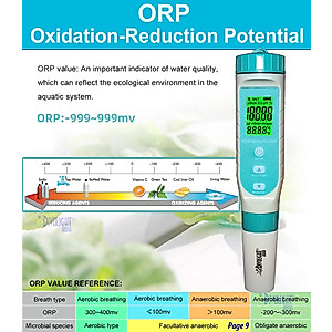Divolight 7 in 1 Water Quality Tester Pen Meter for Pools, Drinking Water Aquariums hydroponic Cooking Tester Measure Water by 7 parameters: PH/TDS/EC/ORP/S.G/Water Salinity/Temp