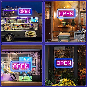 VEIOPGAB Neon Open Signs for Business, 16''x 9'' LED Open Sign, Super Bright Open Neon Sign (Blue&Pink), with ON/OFF Switch & Adapter, Neon Light Up Sign for Window Party Wall Bars Coffee Club Hotel