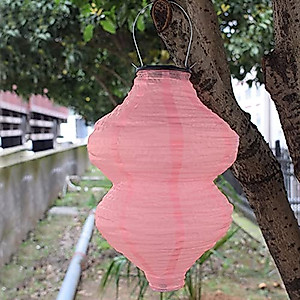 Uonlytech 2pcs Powered for Garden Pink Lamp Lawn Lamp, Solar Lantern, Fabric Coutyard with Chinese Outside Decorations Handle, Outdoor Non-woven Yard Landscape Lanterns - Handle