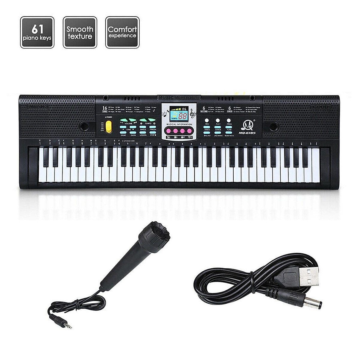 Keyboard Piano 61 Keys Digital Piano Organ with Microphone Kit for Die