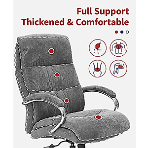CLATINA Ergonomic Big & Tall Executive Office Chair with Fabric Upholstery 400lbs High Capacity Swivel Adjustable Height Thick Padding Headrest and Armrest for Home Office Gray