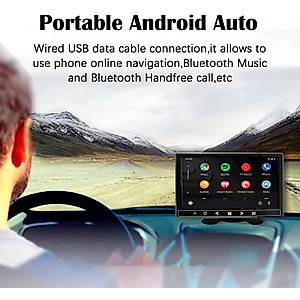 Binize Portable Carplay Screen Navigation, Portable 7 Inch Car Stereo Radio Compatible with Car Play & Android Auto, Touch Screen, Mirror Link ,Bluetooth for All Vehicles & Trucks