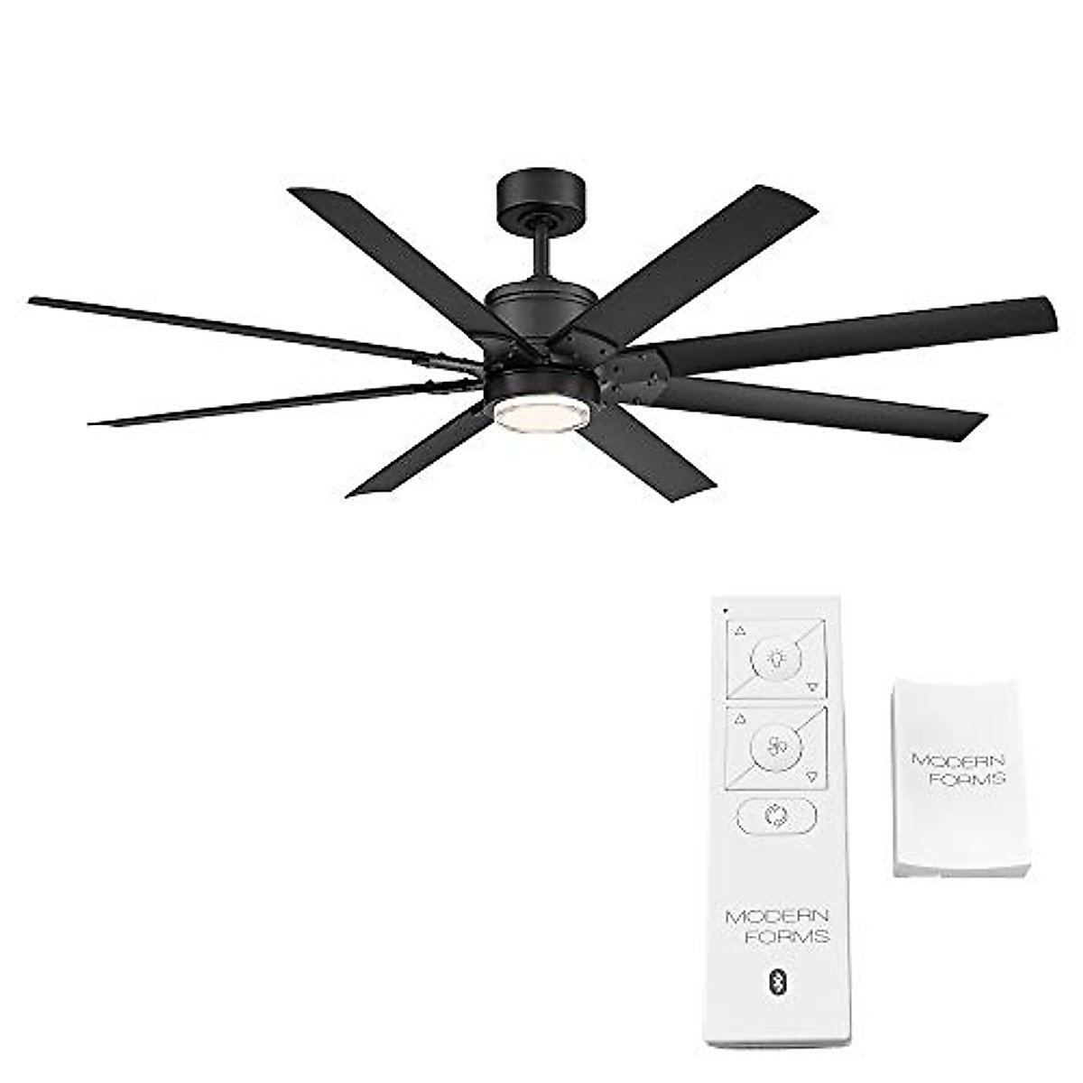 Renegade Smart Indoor and Outdoor 8-Blade Ceiling Fan 66in Matte Black with 3000K LED Light Kit and Remote Control works with Alexa, Google Assistant, Samsung Things, and iOS or Android App