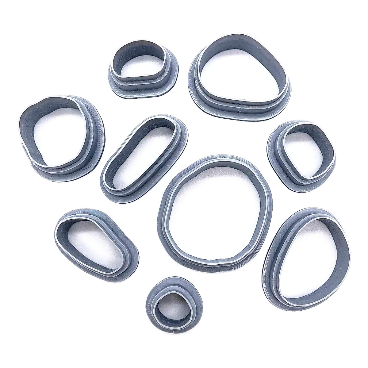 Polymer Clay Cutters – The Clayful Co Pebble Pack Set of 9 – Plastic Cutter for making Jewelry and Earring Shapes