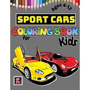 Sport Cars Coloring Book for Kids: Top Supercars Colouring Book for Children Ages 4-12