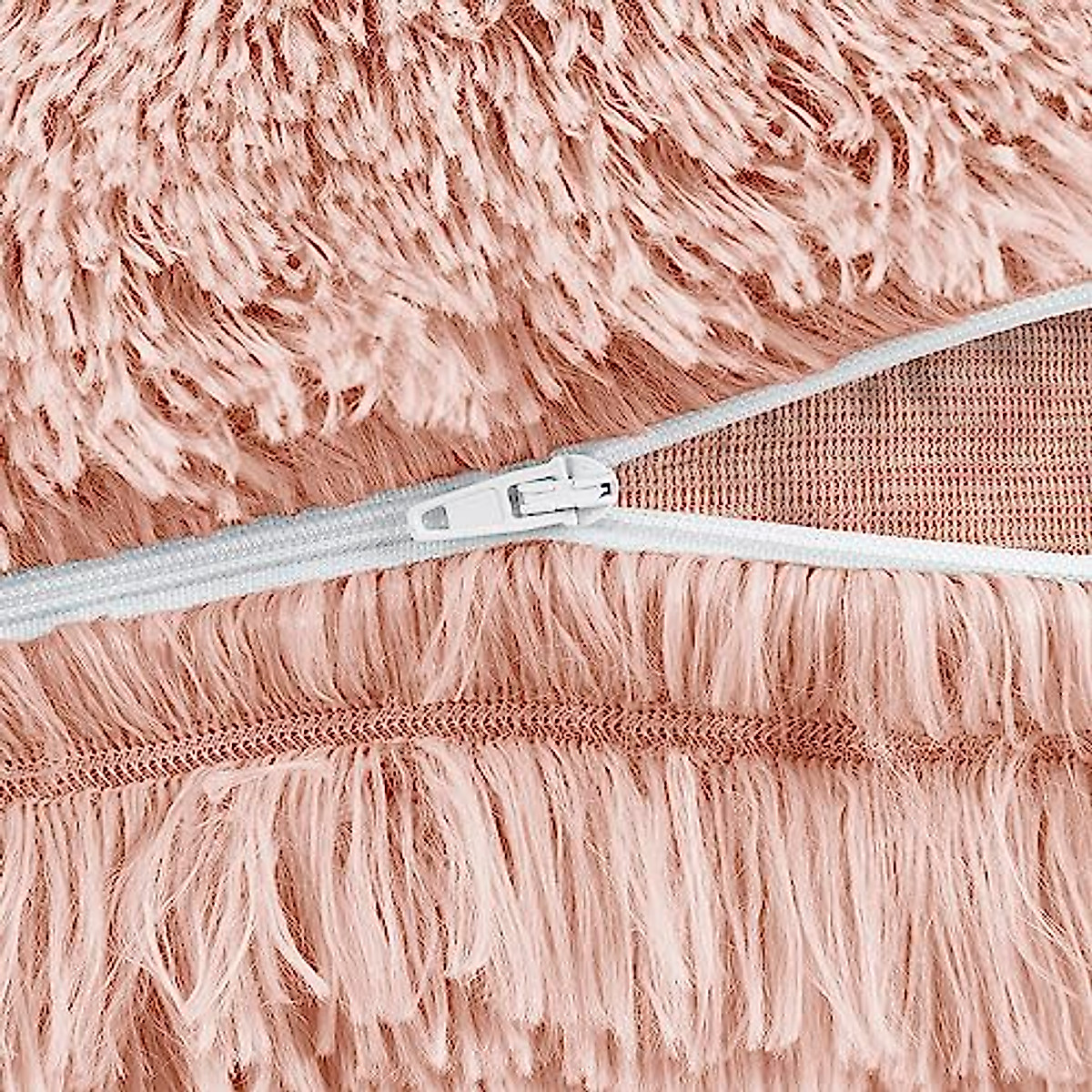 Hyde Lane Luxury Blush Faux Fur Throw Pillow Covers | Soft Fluffy Fuzzy Cushion Cover | Pink Pillows Case for Couch Sofa Bed Aesthetic Room Decor, 18”x18”, 2 Pack