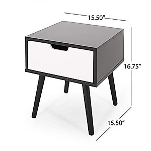 Christopher Knight Home Leila End Table, Black, White 15.5 in x 15.5 in x 16.75 in