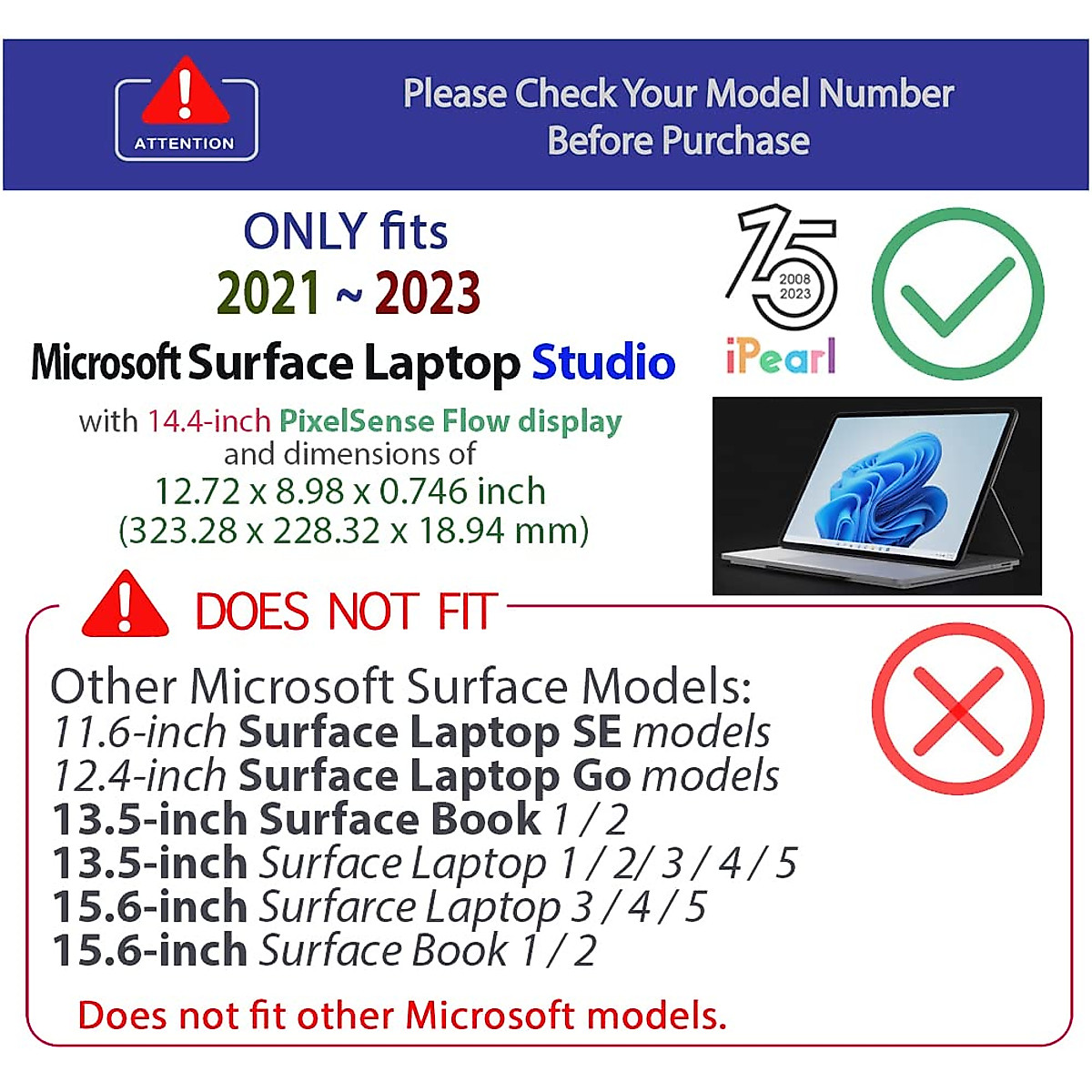 mCover Case ONLY Compatible for 2021-2023 14.4" Microsoft Surface Laptop Studio Notebook Computer - Clear