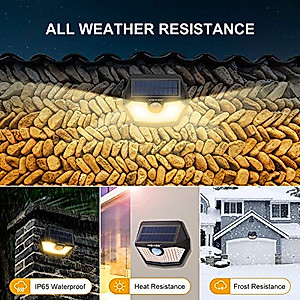 MEIKEE Solar Lights Outdoor Motion Sensor, 150 LEDs 2700K Warm White Solar Motion Light Outdoor 270° Wide Angle, IP65 Waterproof Solar Security Lights for Garden Patio Yard Deck Garage Fence -4 Pack