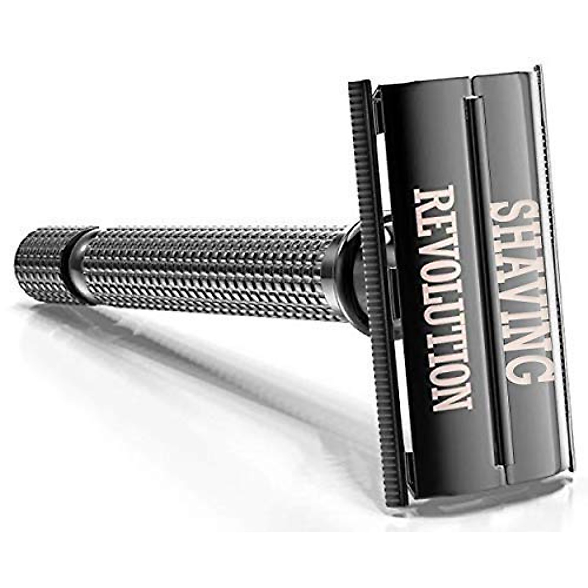 Long Handle Double Edge Safety Razor - Butterfly Open Razor with 10 Japanese Stainless Steel Double Edge Blades and Black Safety Razor Stand