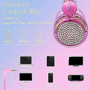 lalacosy Kids Headphones,Wired Headsets with Gifts Packing Include Sticker&Bracelet for Girls,Built-in Mic&On/Over Ear HD Stereo for Online Study/School/Tablet with Nylon Cable