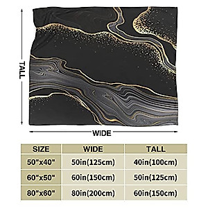 Black and Gold Fleece Blanket Throw Blanket, Ultra-Soft Cozy Micro Fleece Blanket for Sofa, Couch, Bed, Camping, Travel, & Car Use-All Seasons Suitable80 X60
