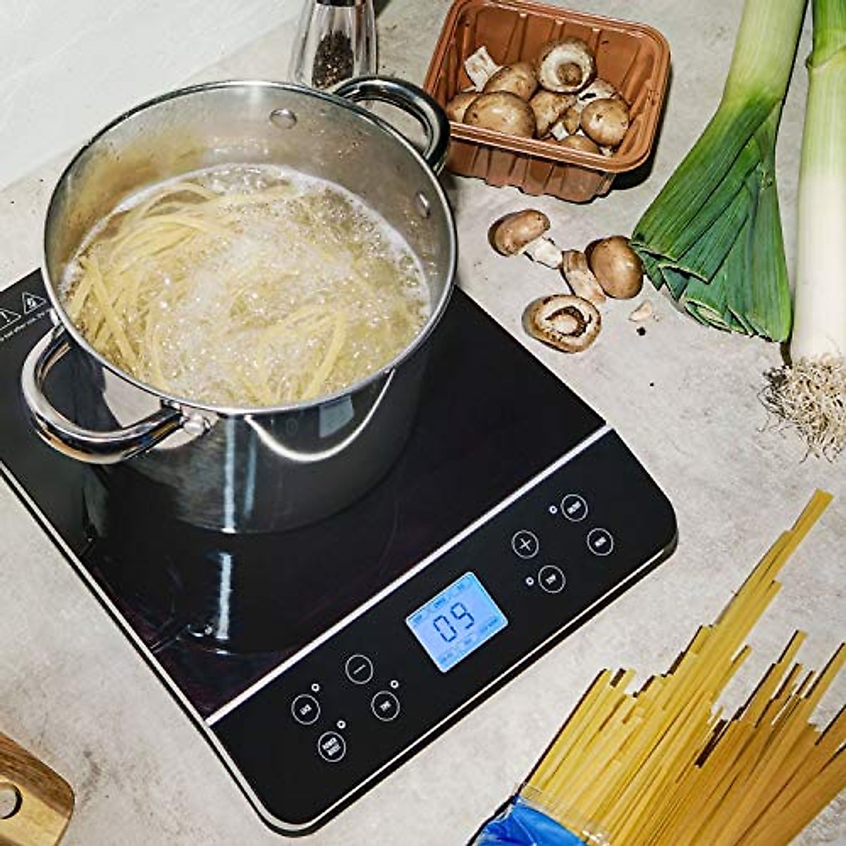 Crux Countertop Induction Burner, Portable Electric Hot Plate, Smart Touch LCD Display, Hassle-Free Temperature Control and Adjustable Timer with Auto Shut Off, Black, one size