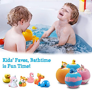 Aofmee Bath Bombs for Kids, Handmade Natural Bath Bombs with Surprise Inside, Shea Cocoa Butter Moisturize, Spa Fizzies Bath Bomb Kit, Birthday Christmas Holiday Gifts for Women, Girls, Boys