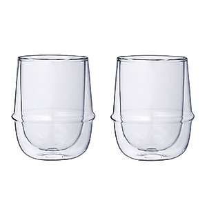 Double-Walled Kinto KRONOS Coffee Cups - Maintain Temperature - Prevent Condensation - 250 ml (8.45 fl. oz.) each - Set of 2