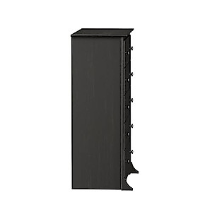 Prepac Sonoma Traditional 5-Drawer Tall Dresser for Bedroom, Functional Bedroom Dresser Chest of Drawers 17.75" D x 31.5" W x 44.75" H, Washed Black