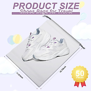 50 Pack Shoe Bags for Travel,Portable Travel Shoe Bag,Large Clear Shoes Pouch Storage Packing Organizers with Drawstring,Dustproof & Waterproof Shoe Storage Bags for Women and Men