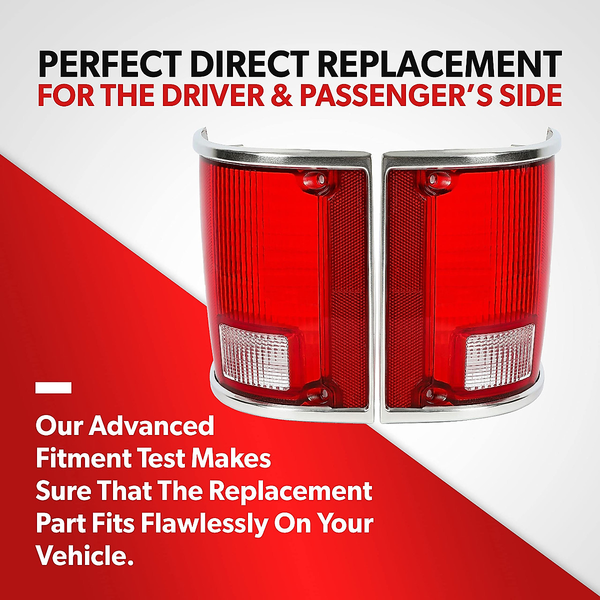 UPPARTS Tail Lights For Chevy C10 C20 C30 K10 K20 K30 K5 R10 R20 R30 V10 V20 Blazer Suburban Cheyenne Scottsdale Silverado - Driver and Passenger Side - Replace Chevy Tail Light Lens With Chrome Bezel