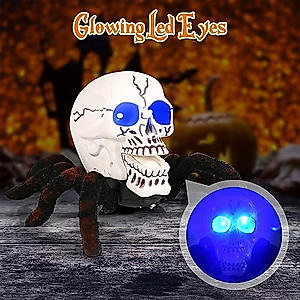 Fiopet 2023 New Halloween Skeleton Decor Remote Control Toy, Scary RC Spider Skeleton Prank Toy with Light Up Eyes, Electric Remote Control Spider Halloween Toy Gifts for Kids Adults (#A1)