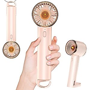 FrSara Mini Portable Handheld Fan, 2500mah Long Battery Life, Bladeless Fan, Beautiful Appearance, Safe to Use, 3-Speed Adjustable, with Hook, Can be Used as a Small Desktop Fan, Hook Fan(Pink)