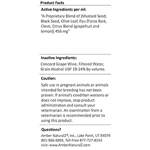 Amber NaturalZ Vibactra Immune Support Herbal Supplement for Dogs, Cats, Birds, Guinea Pigs, and Rabbits | Pet Herbal Blend for Overall Health | 1 Fluid Ounce Glass Bottle | Manufactured in The USA