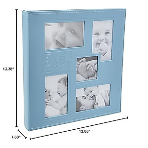 Pioneer Collage Frame Embossed "Baby" Sewn Leatherette Cover Photo Album, 4"x6", 240 Photos, Baby Blue
