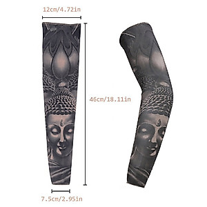 18.1x2.9x4.7" 5pcs Unisex Dark Set Elastic Slip on Fake Temporary Tattoo Sleeves Body Art Arm Sunscreen Cover up Stockings Accessories for Men and Women Outdoor Sport Cycling Driving Runnig Climbing