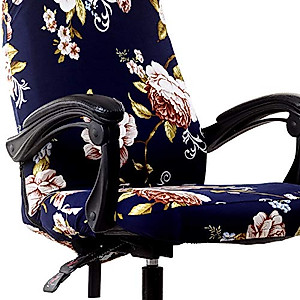 WOMACO Printed Office Chair Covers, Stretch Computer Universal Boss Modern Simplism Style High Back Chair Slipcover - Peony, Large