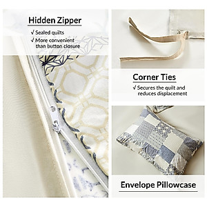 TINA'S HOME Duvet Cover Queen Size, Reversible Plaid Duvet Cover Set with Zipper Closure, 3 Pieces Bedding Set, 1 Duvet Cover 90"x90" & 2 Pillow Shams 20"x26"