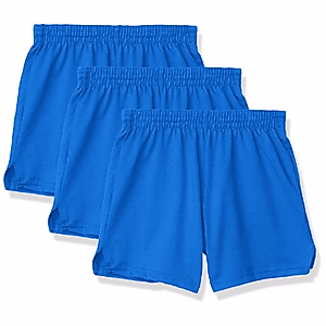 Soffe Girls' Authentic Cheer Short, Royal, Large (3-Pack)