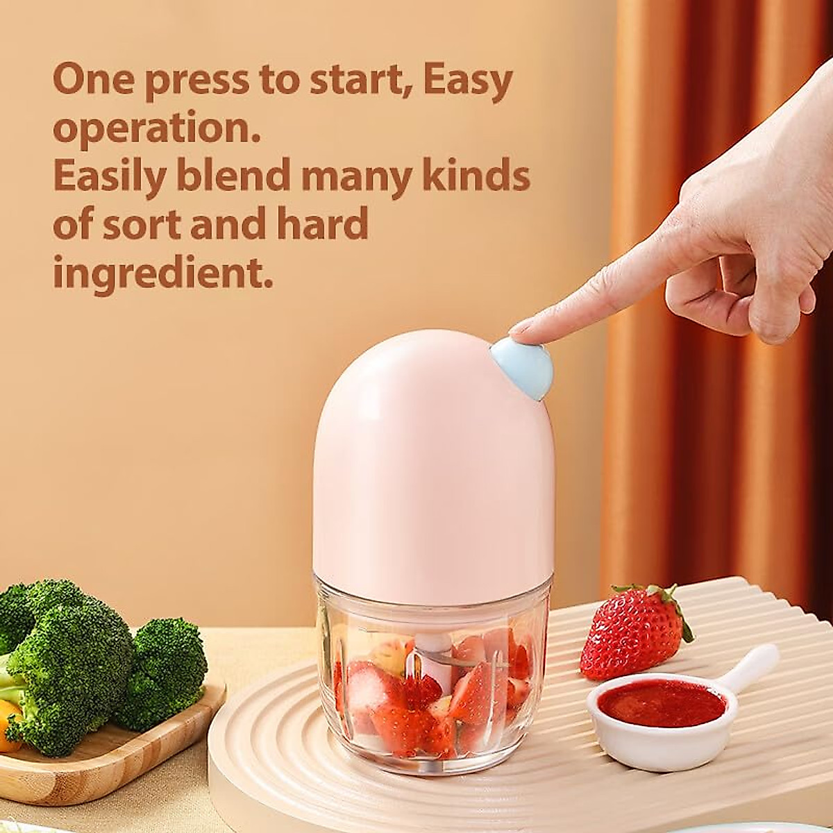 Baby Food Maker, Small Baby Food Processor Kits for Fruit, Vegetable, Meat, Baby Food Puree Blender, Baby Food Chopper Feeding Essentials for Baby Shower Gifts (Pink)