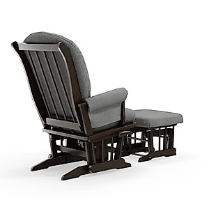 Dutailier Adele 2533 Wood Glider Multiposition-Lock Recline with Ottoman, Espresso/Dark Grey