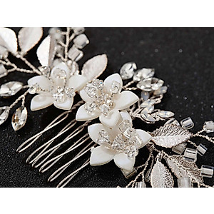SWEETV Wedding Hair Comb Clip Bridal Crystal Wedding Hair Accessories for Brides and Bridesmaid, Silver