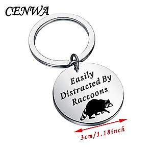 CENWA Raccoon Jewelry Easily Distracted By Raccoons Keychain Raccoon Lover Gift Raccoon Owner Gift (Raccoon K)