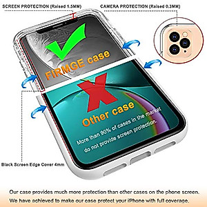 FIRMGE for iPhone 11 Pro Max Case, with 2 x Tempered Glass Screen Protector 360 Full-Body Coverage Hard PC TPU Silicone 3 in 1 Military Grade Shockproof Floral Phone Protective Cover- Clear Flower 01