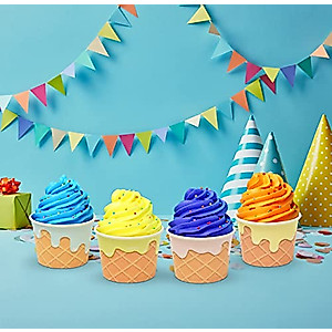 Gift Boutique 60 Ice Cream Cone Treat Snack Cups 10 Oz. Disposable Paper Cup Dessert Ice Cream Bowls Pink Blue Yellow Green Frozen Treats Cupcakes Birthday Party Favor Supplies Decorations