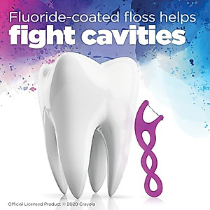 GUM Crayola Twistables Kids Flossers with Fluoride - Designed for Little Hands - Three Fun Fruit Flavors - Easy to Use Kids Floss Picks for Children Ages 3+, 90 ct (4pk)