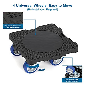 Insdawn Furniture Sliders,Furniture Dolly for Moving Dolly with 4 Wheels & Furniture Lifter, 600Lbs Load Capacity, 360° Rotation Wheels for Moving Heavy Duty,4 packs,Blue Wheels