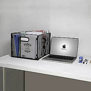 Samstar 2 Pack File Folder Box, Mesh Metal File Crate Organizer Box Hanging File Holder Rack Frame, Letter Size, Black