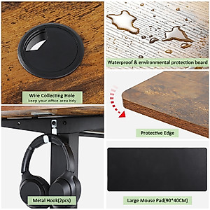 Legooin Electric Adjustable Height Standing Desk, 55×24 Inches Sit Stand Desk with Power Socket, 2 USB Ports, 3 Power Outlets, 4 Wheels,4 Memory Buttons Home Office Desk (Brown)