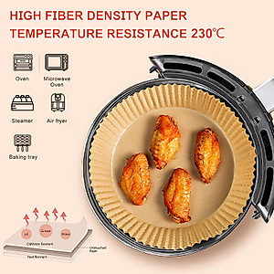 Air Fryer Disposable Paper Liner, Hendoct Air Fryer Liners, 100pcs Parchment Paper Liners for Air Fryer, Non-stick, Oil-Proof Air Fryer Paper Liners (7.9inches)