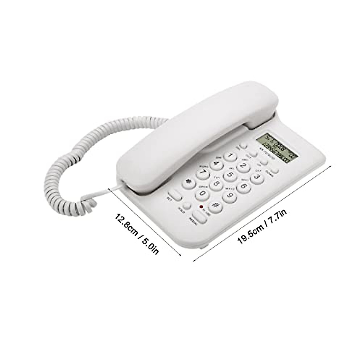Corded Phone with Caller ID Display, Home Hotel Wired Desktop Phone Office Landline Telephone, Retro Classical Telephone Landline, Big Button, FSK/DTMF Dual System(White)