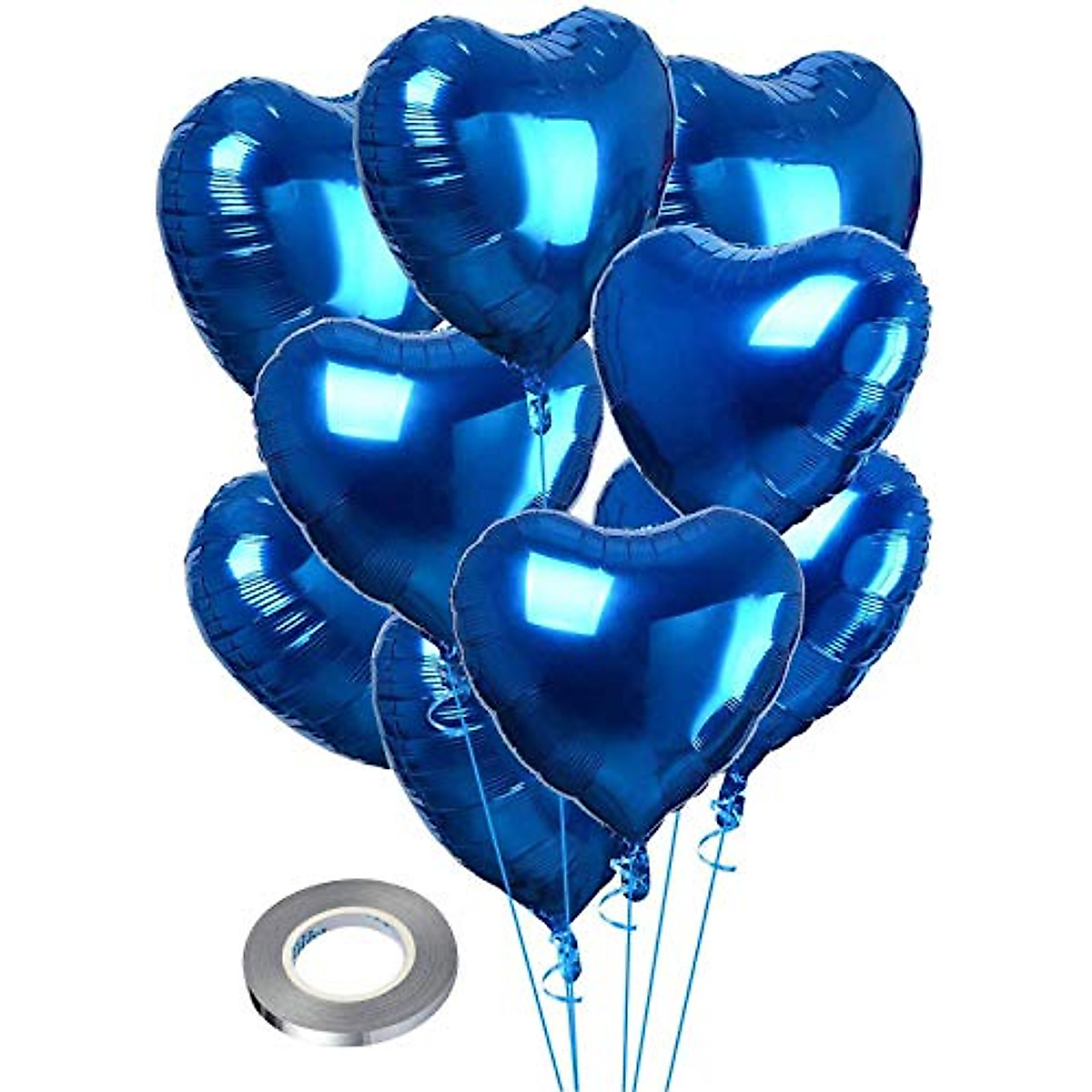 CozofLuv 25Pcs 18 Inch Blue Heart Balloons Helium Balloons Blue Heart Balloons Foil Blue Foil Balloons Heart Blue Birthday Decorations Blue Balloons