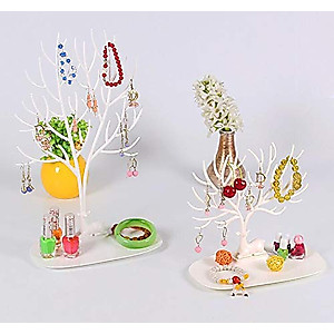 vipolish Jewelry Tree Stand Organizer Jewelry Display Tray Sika Deer Tree Jewellery Holder Hanger for Necklaces Bracelet Earrings Birthday Gifts Jewellery Stand Rack Storage (L, White)