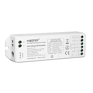 LGIDTECH LS2 LED Strip Lights 5 in 1 Controller,Compatible with Single Color,RGB,RGBW,WW+CW,RGB+CCT LED Strip Lights,Smartphone APP Control via Gateway(Excluded)
