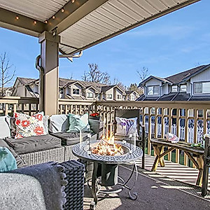 Skyflame 24" Round Fire Pit Glass Wind Guard, Thick & Clear Tempered Glass Flame Shield with Bracket & Feet, Fit for Outdoor Propane/Natural Gas Fire Pit/Table