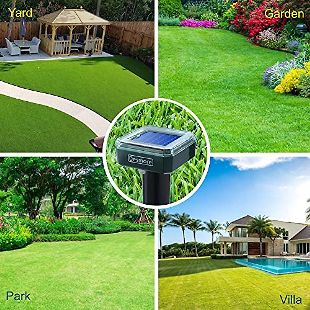 DESMORE 4 Pcs Solar Sonic Mole, Vole and Gopher Repeller with a Beautiful Free Stainless Foldable Shovel, 100% Safe, Single Device Coverage Up to 6,700 Sq.ft, IP65 Waterproof(Color Box Packaging)