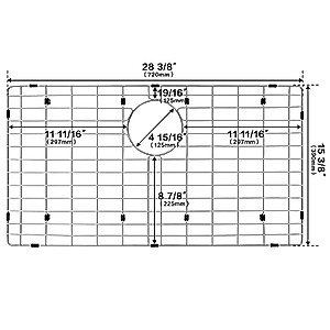 LQS Kitchen Sink Grid, Sink Protectors for Kitchen Sink 28 3/8" x 15 3/8" with Rear Drain Hole for Single Sink Bowl, Stainless Steel Sink Grate, Sink Protector, Sink Bottom Grid