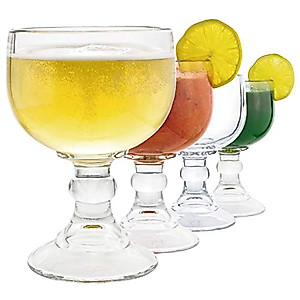Chefcaptain Schooner Beer Glass - 21.5 Oz Extra Large Goblet Crystal Style ZERO LEAD Shrimp Cocktail, Coronaritas, Margaritas 4 PACK